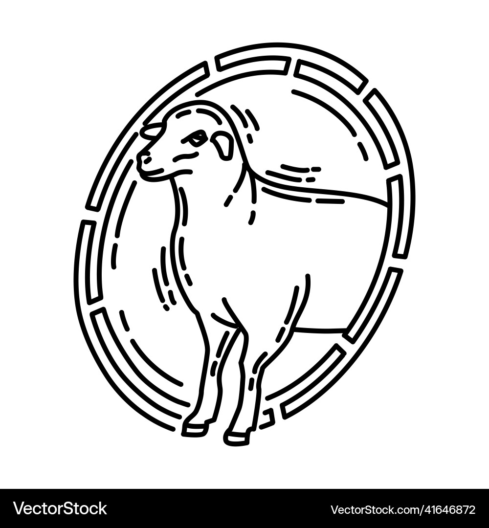Sheep symbol icon doodle hand drawn or outline Vector Image