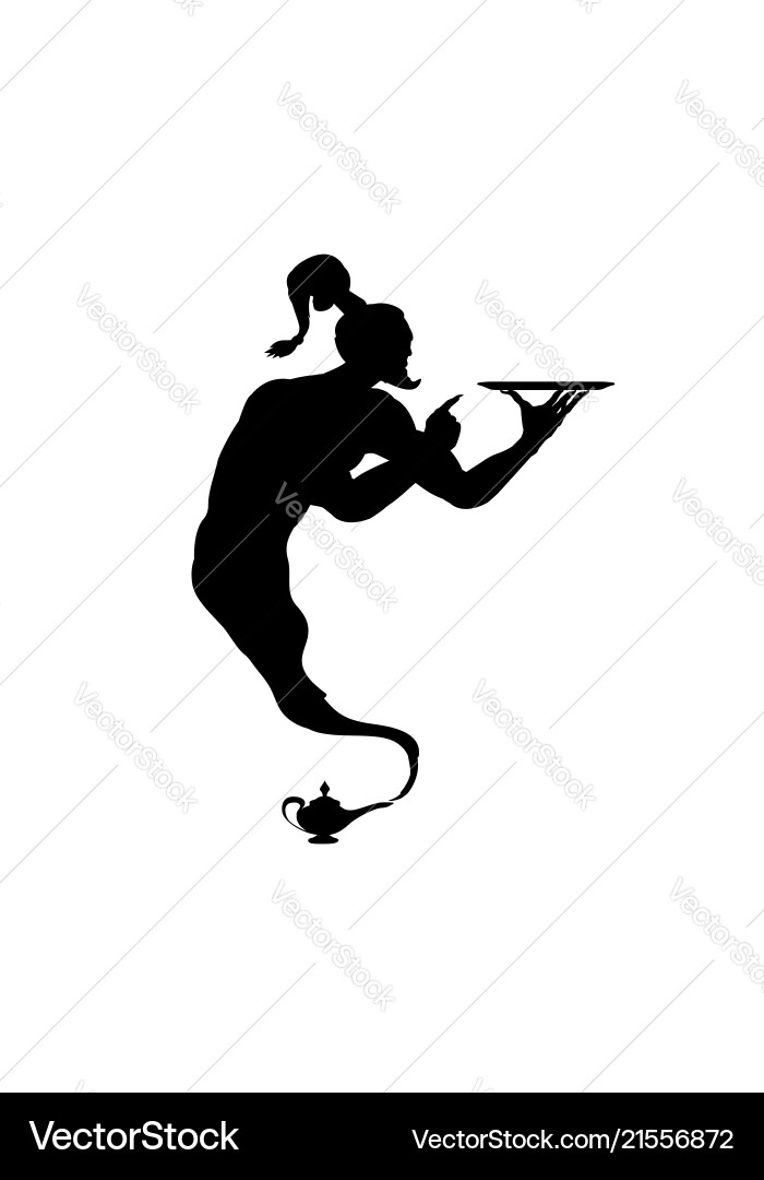 Silhouette an arabic genie lamp isolated Vector Image