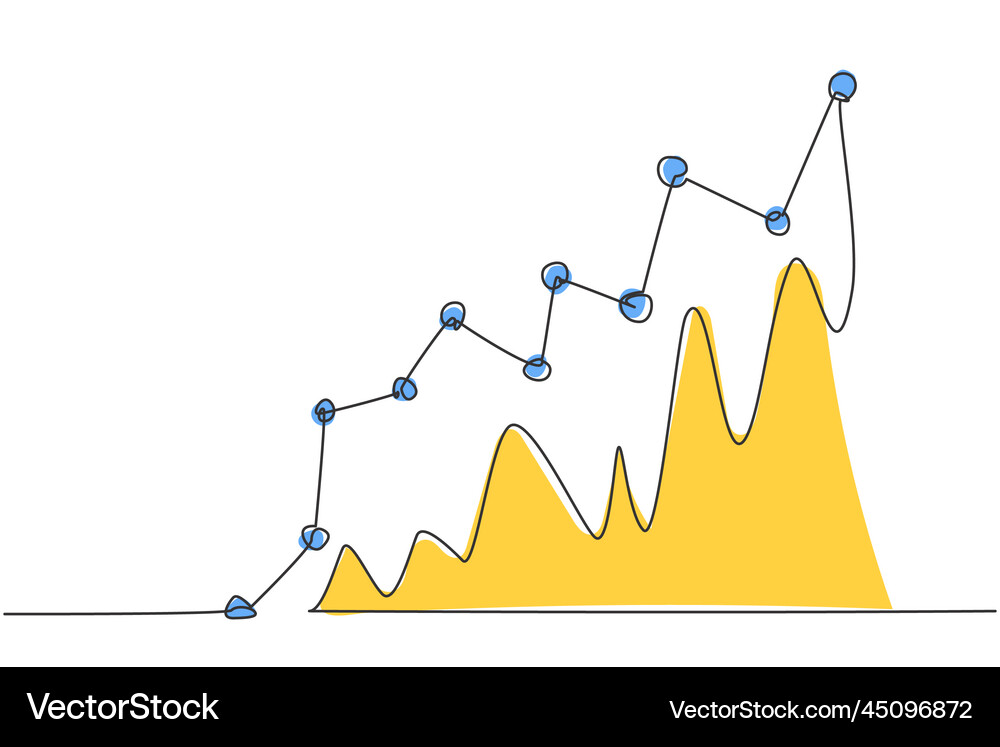 Single one line drawing of successful increasing Vector Image