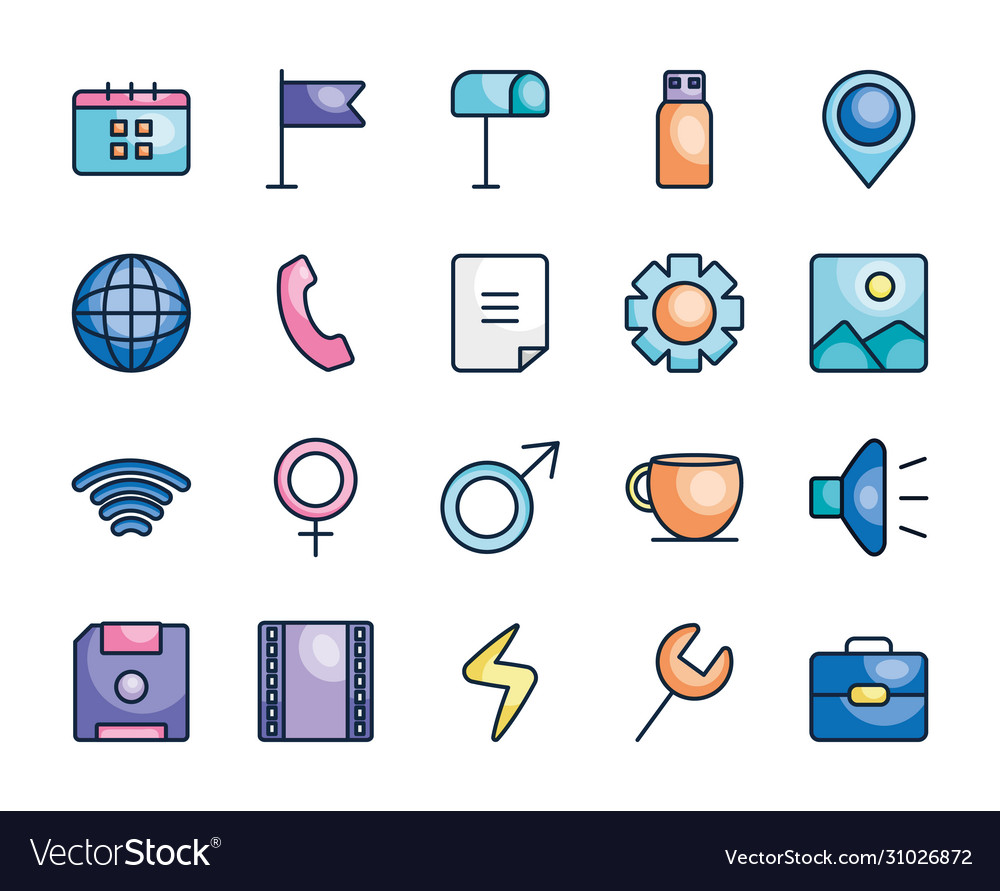 Speaker and user interface icon set line color Vector Image Speaker and user interface icon set line color Vector Image