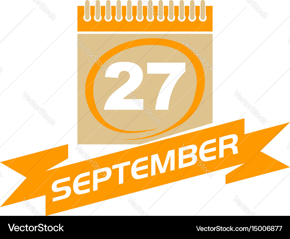 27 september calendar with ribbon Royalty Free Vector Image