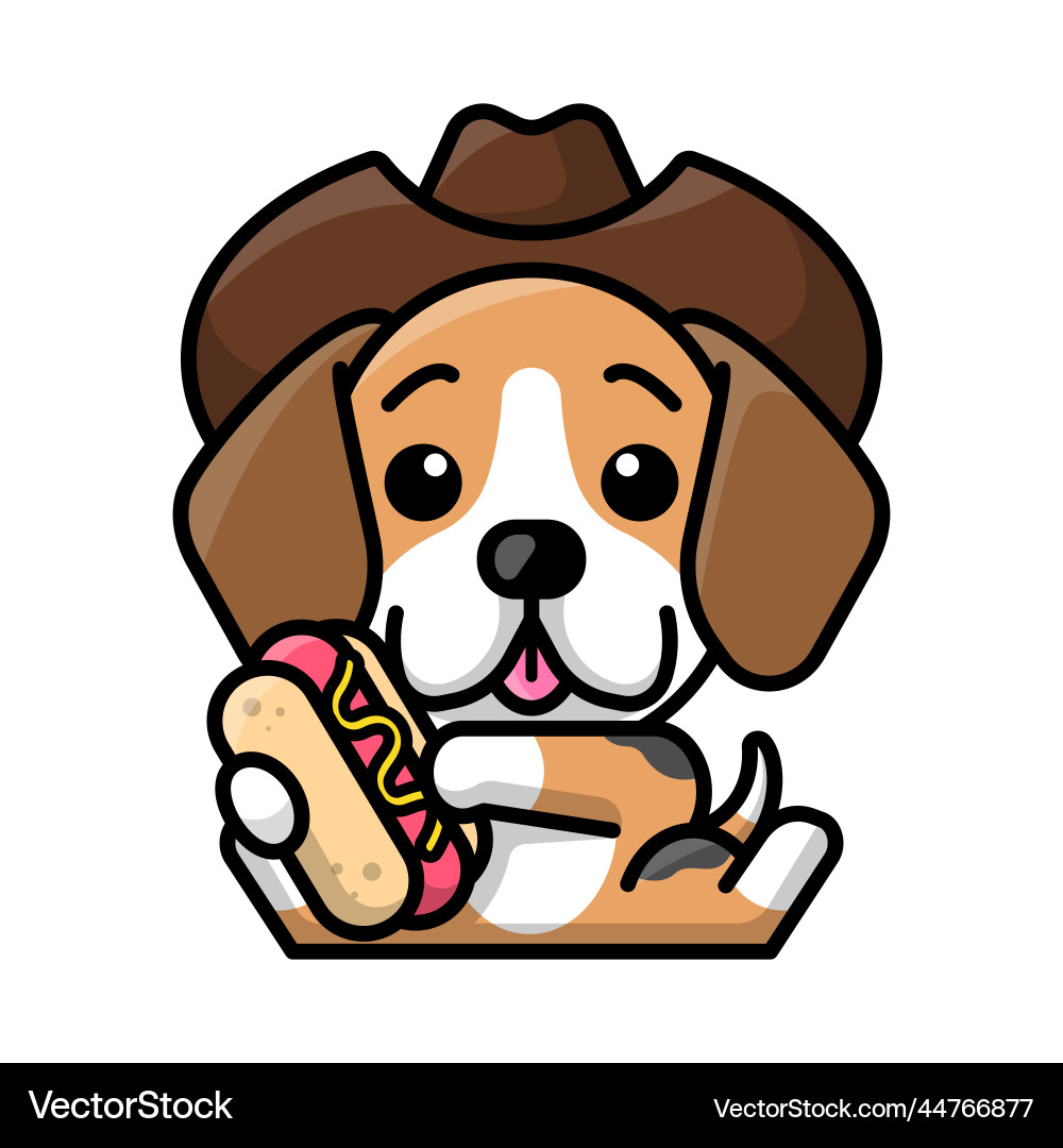 A cute beagle with cowboy hat is holding Vector Image