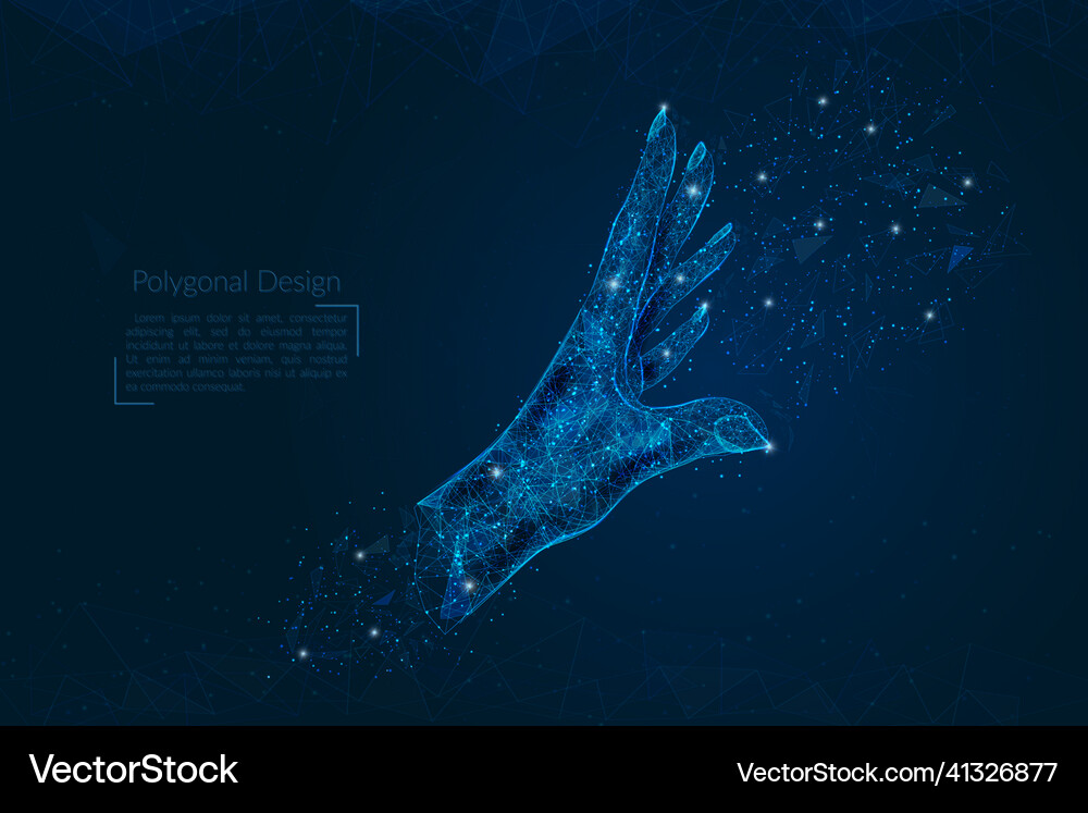 Abstract isolated image of human palm polygonal Vector Image