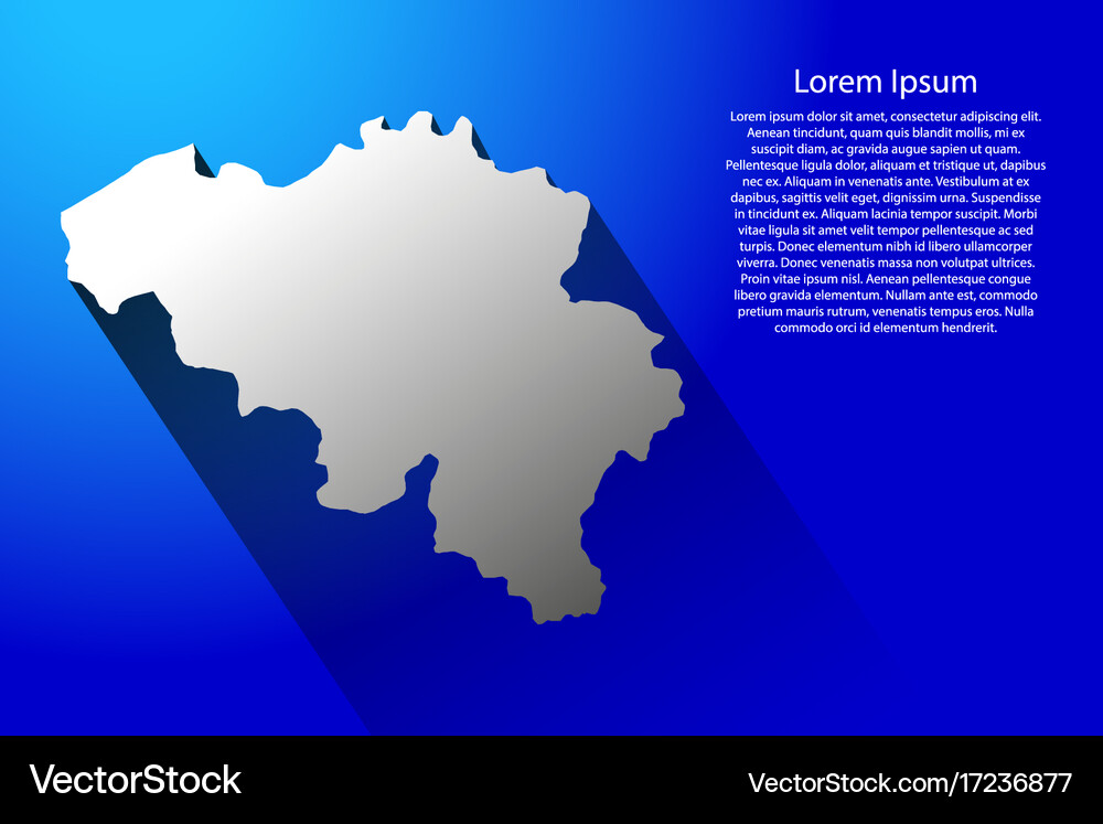Abstract map of belgium with long shadow on blue Vector Image