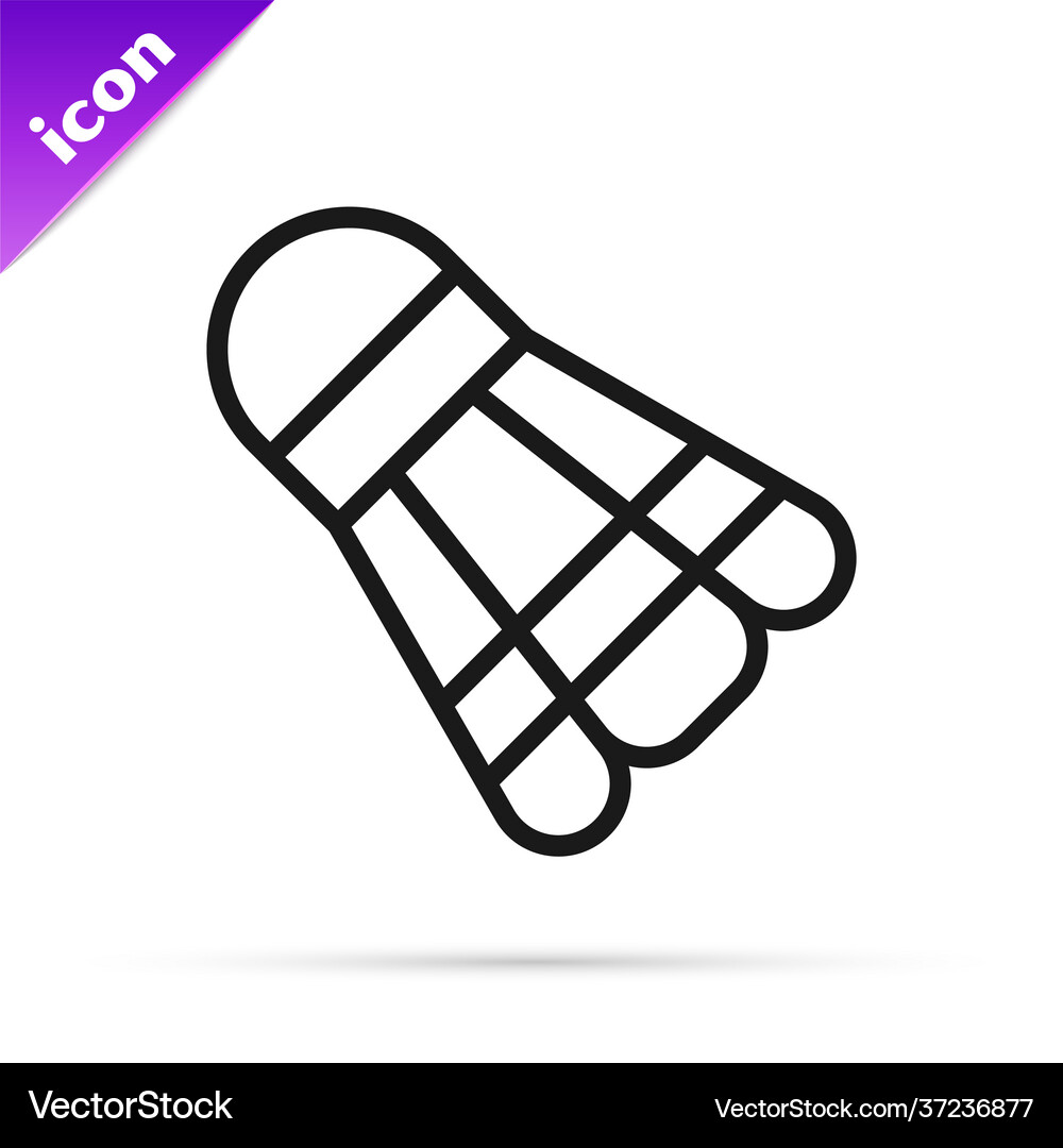 Black line badminton shuttlecock icon isolated Vector Image