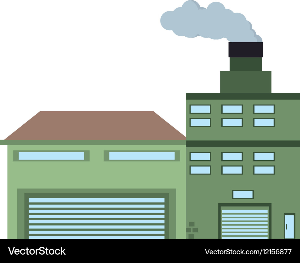 Building industry factory front view chimney Vector Image