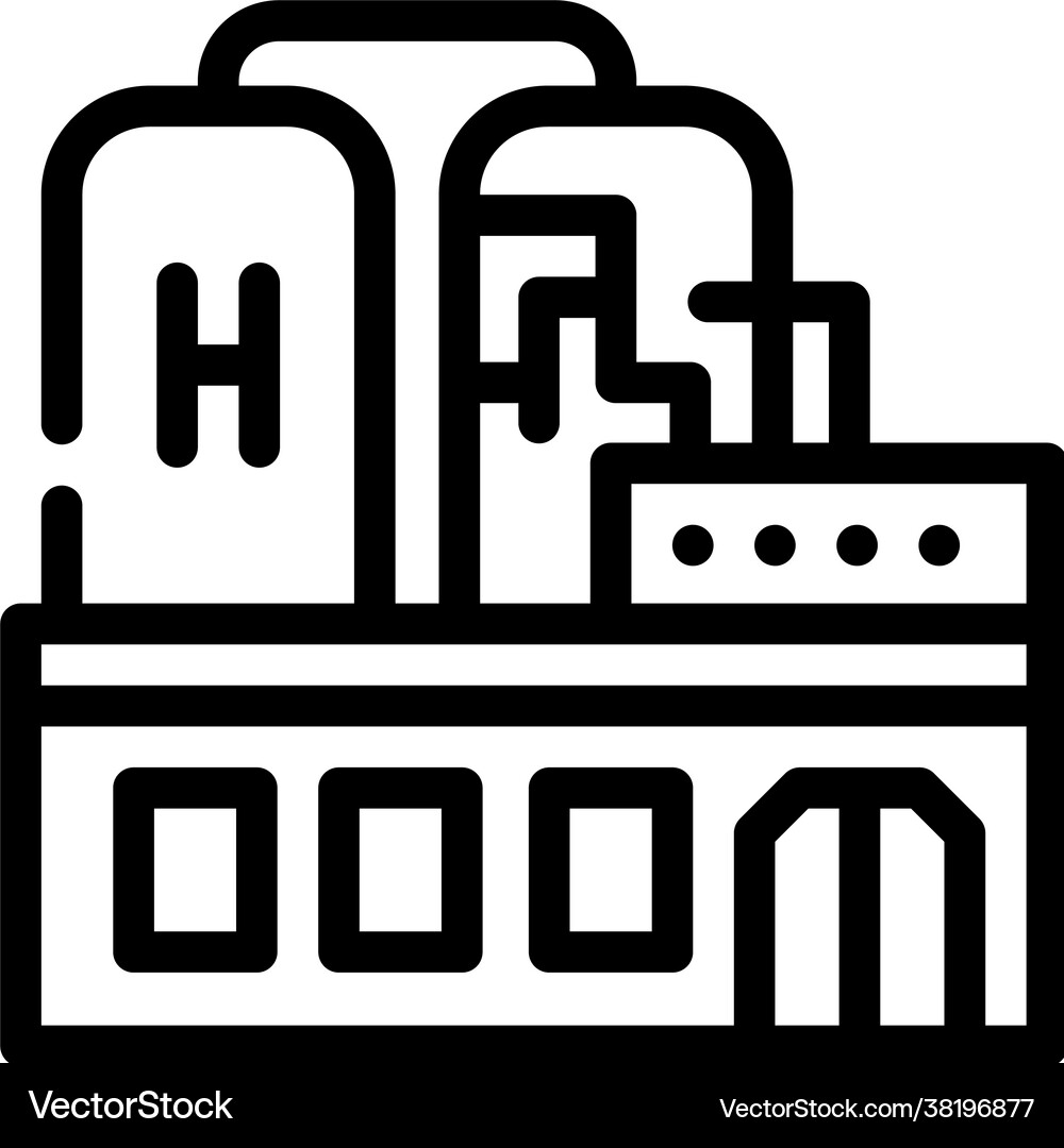 Factory production hydrogen line icon Royalty Free Vector