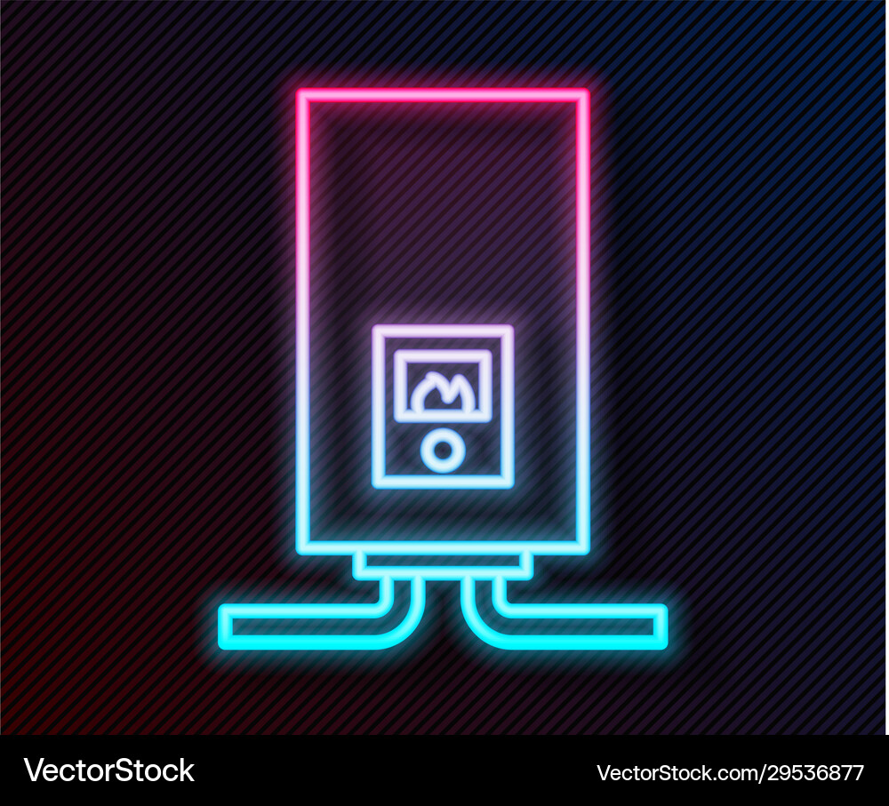 Glowing neon line gas boiler with a burning fire Vector Image