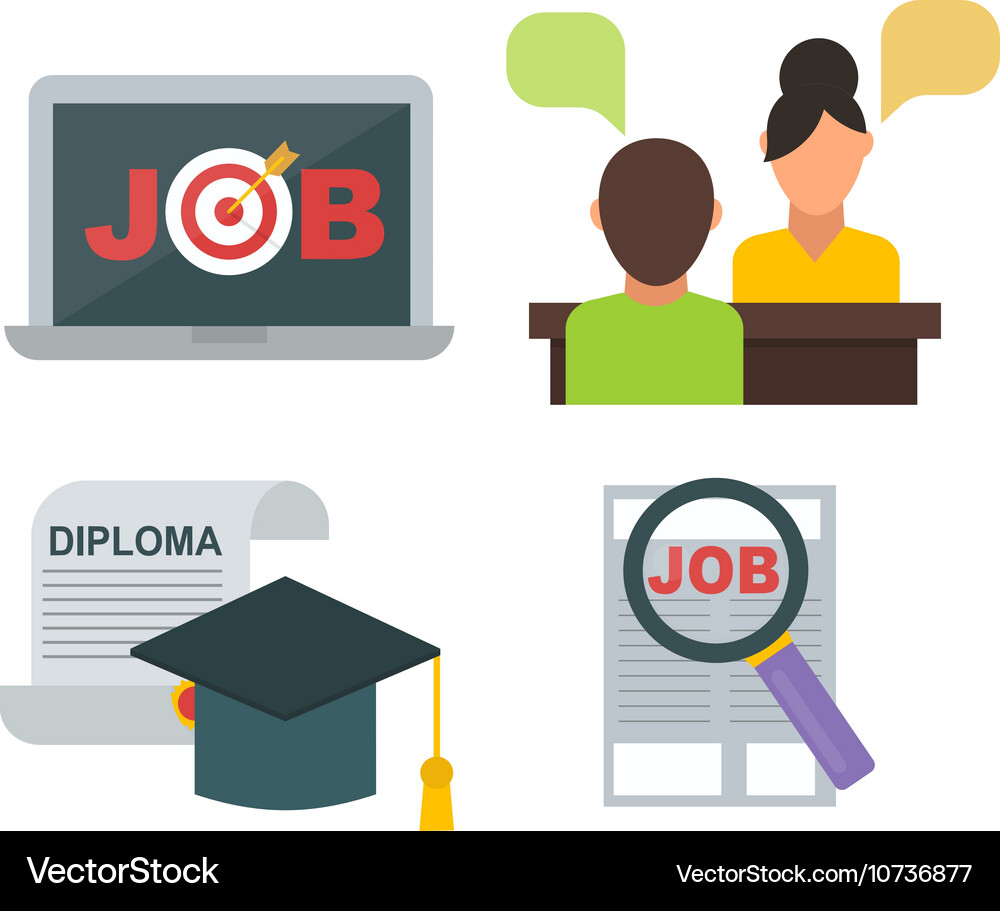 Job search icons set Royalty Free Vector Image