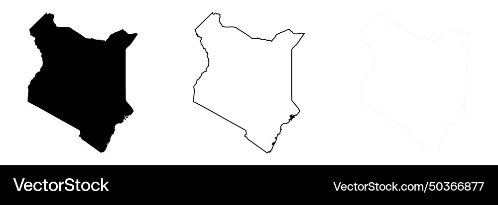 Kenya country map silhouette and outlines Vector Image