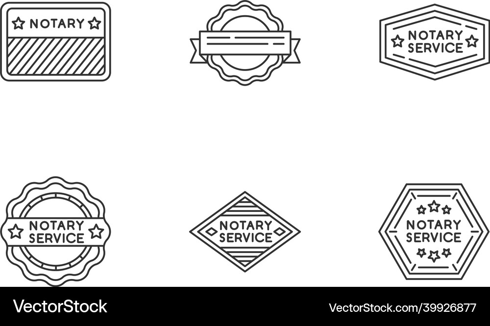Notary service stamps pixel perfect linear icons Vector Image