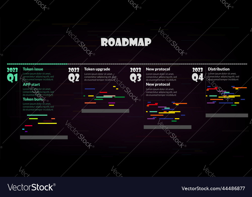Roadmap with sections with colored lines and copy Vector Image