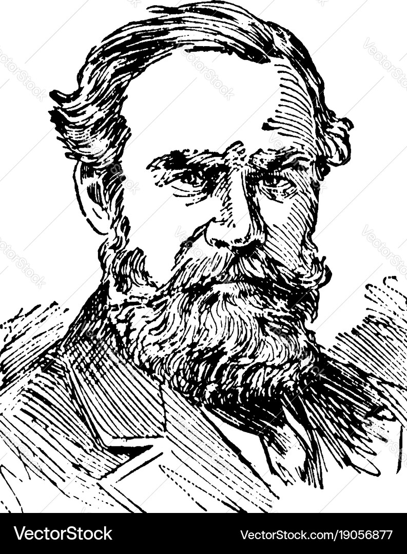 Sir John Lubbock - Vintage Line Drawing Royalty Free Vector