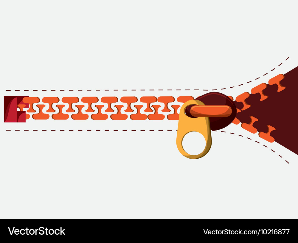 Zip orange zipper one cloth teeth icon Royalty Free Vector