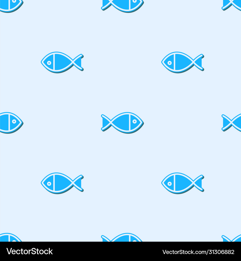 Blue line christian fish symbol icon isolated Vector Image