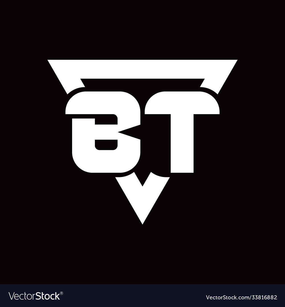 Bt logo monogram with triangle shape rounded Vector Image