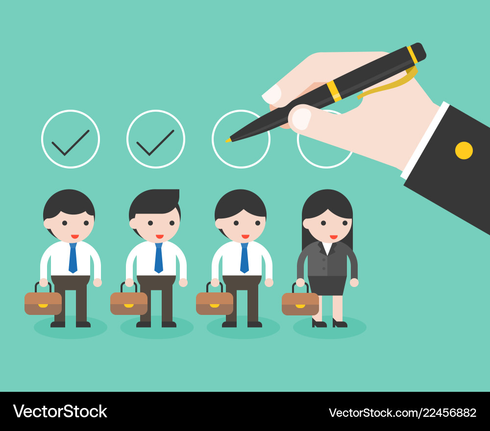 Business hand holding pen check on circle over Vector Image