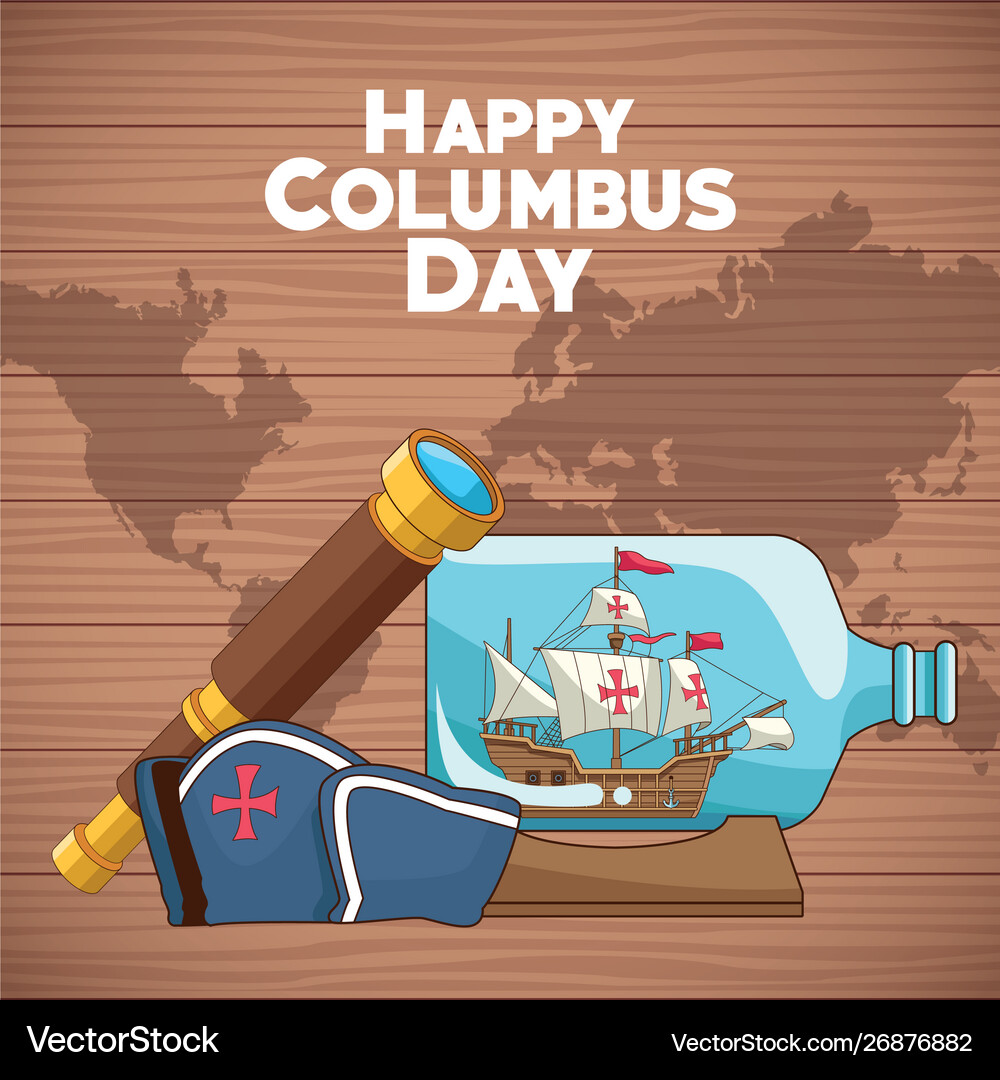 Colombus columbus day card poster Royalty Free Vector Image