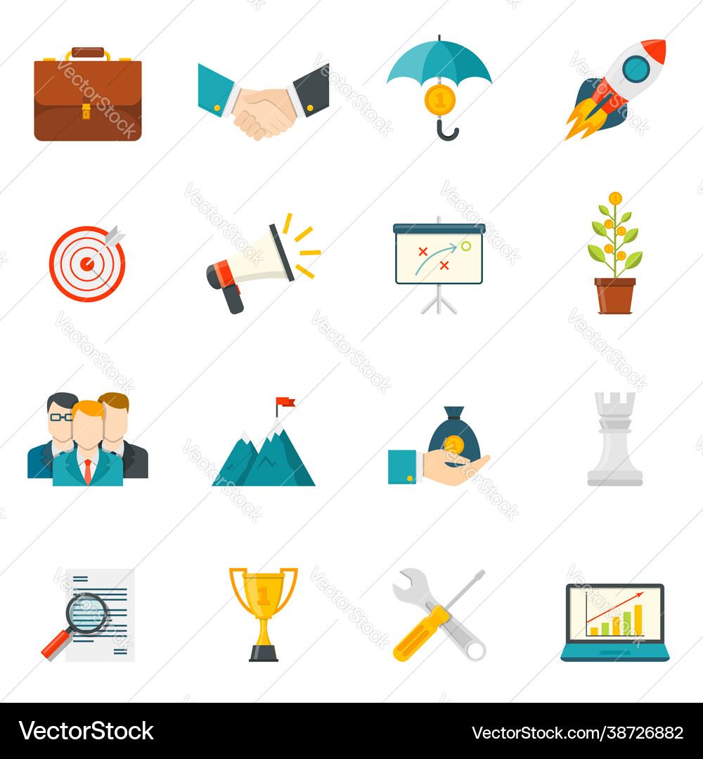 Entrepreneurship flat color icons Royalty Free Vector Image