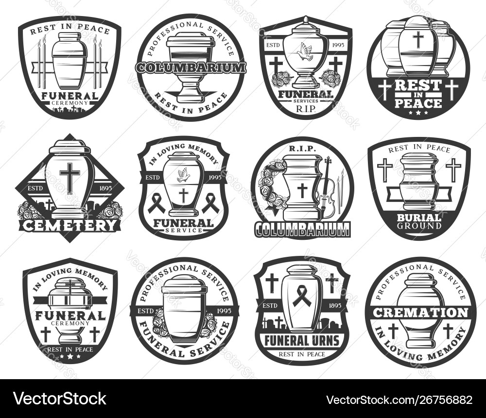 Funeral and cremation service columbarium Vector Image