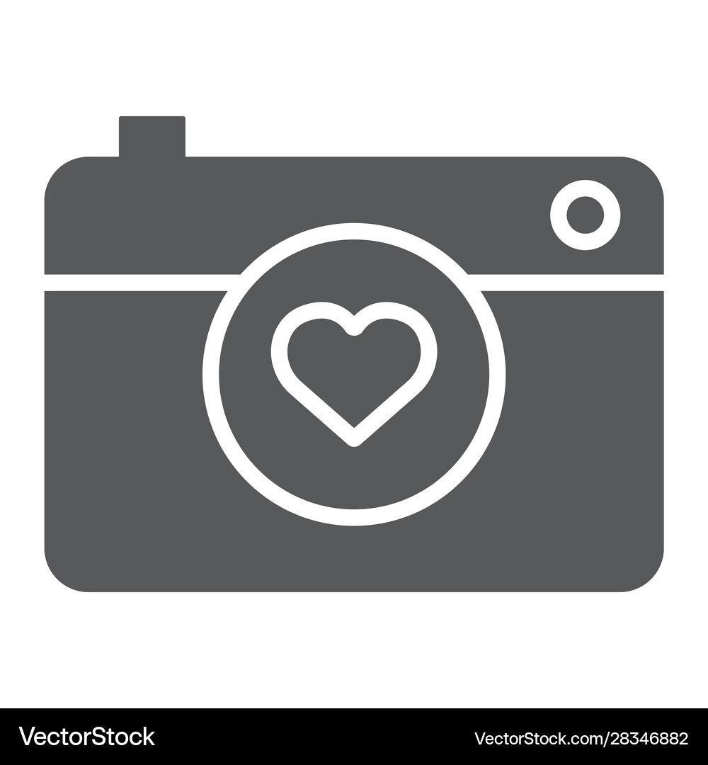Heart with camera glyph icon valentine Royalty Free Vector