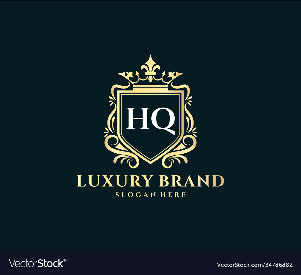 Hq initial letter gold calligraphic feminine Vector Image