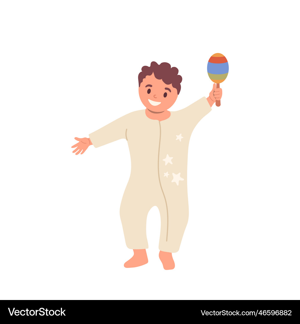 Little toddler kid dancing making music Royalty Free Vector