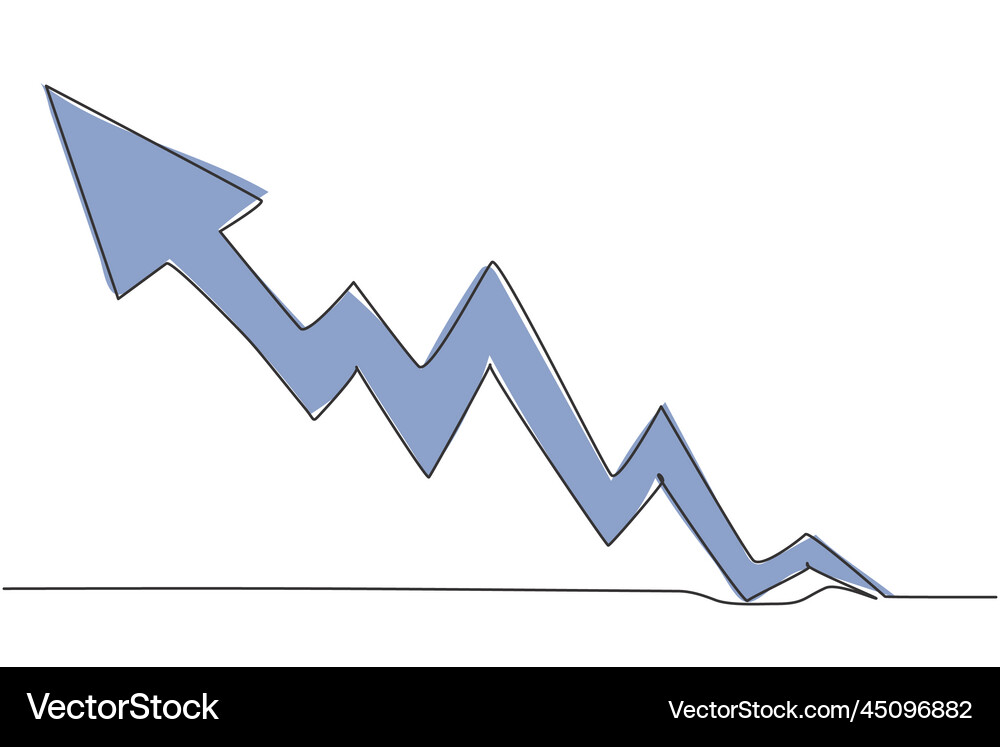 Single one line drawing of increasing sales Vector Image