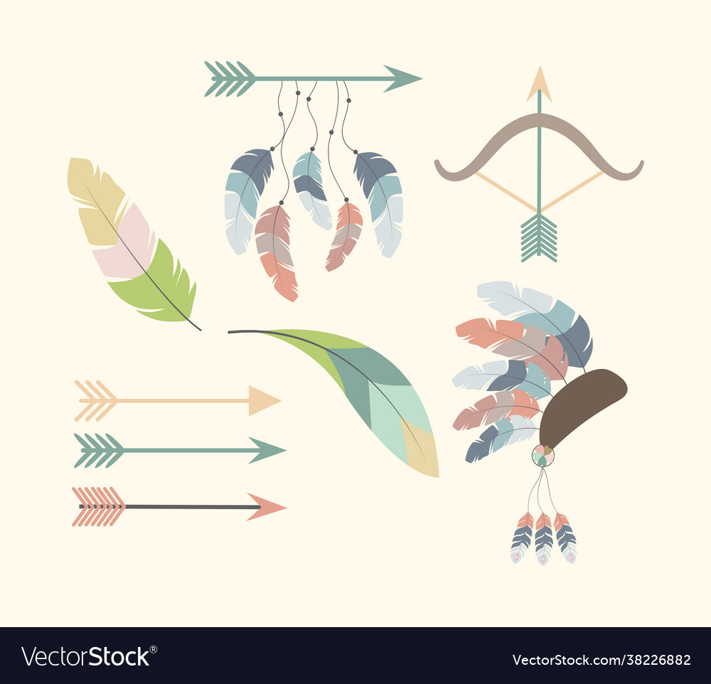Six boho items Royalty Free Vector Image - VectorStock