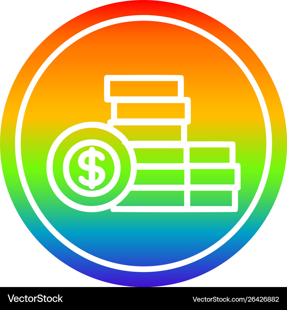 Stacked money circular in rainbow spectrum Vector Image
