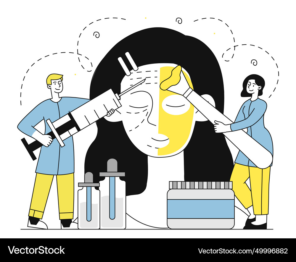Team of cosmetologist linear concept Royalty Free Vector
