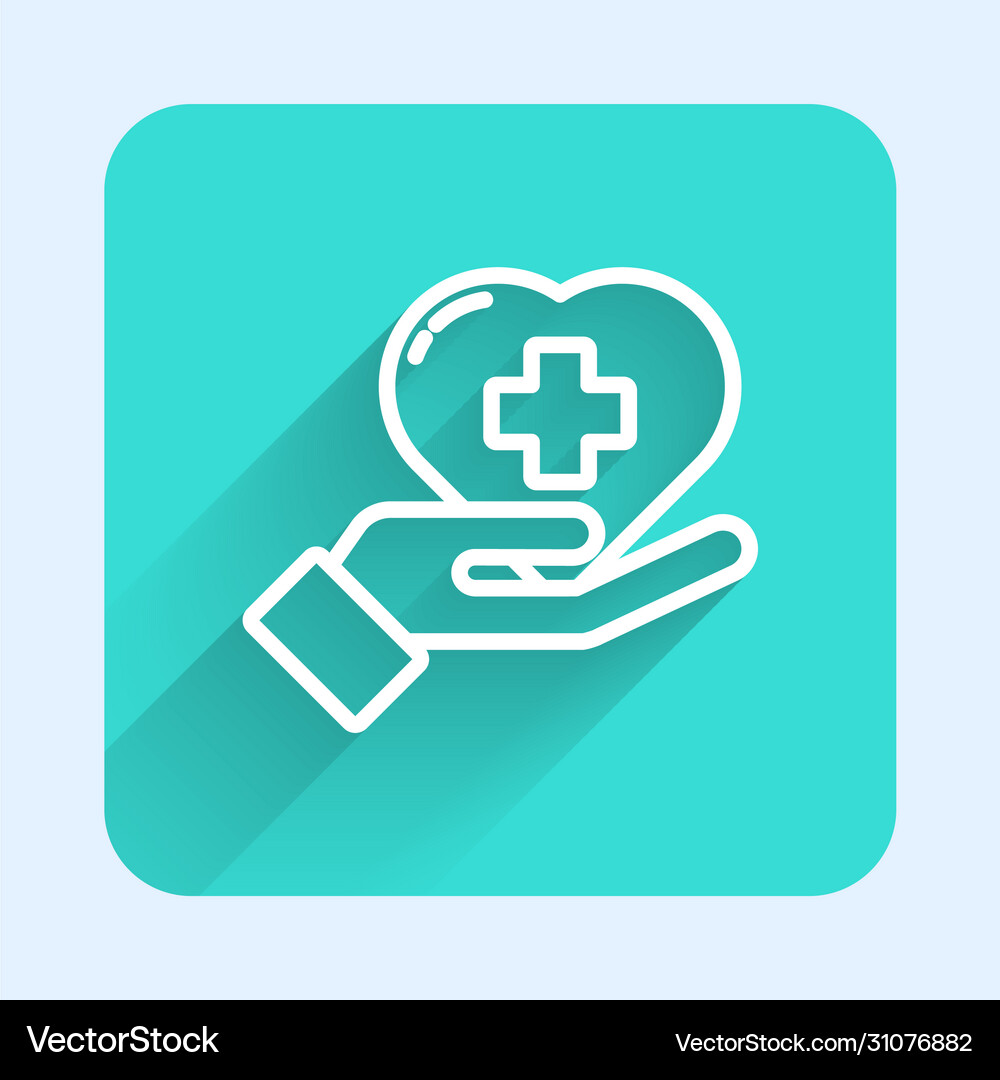 White line heart with a cross icon isolated Vector Image