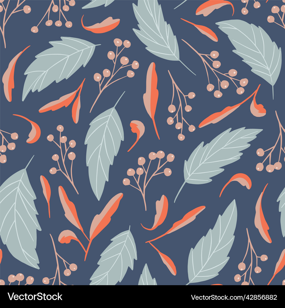 Winter leaves and christmas berries - botanical Vector Image