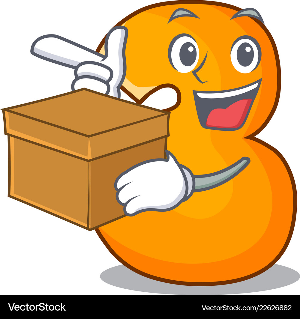 With box cartoon number three on the wall Vector Image