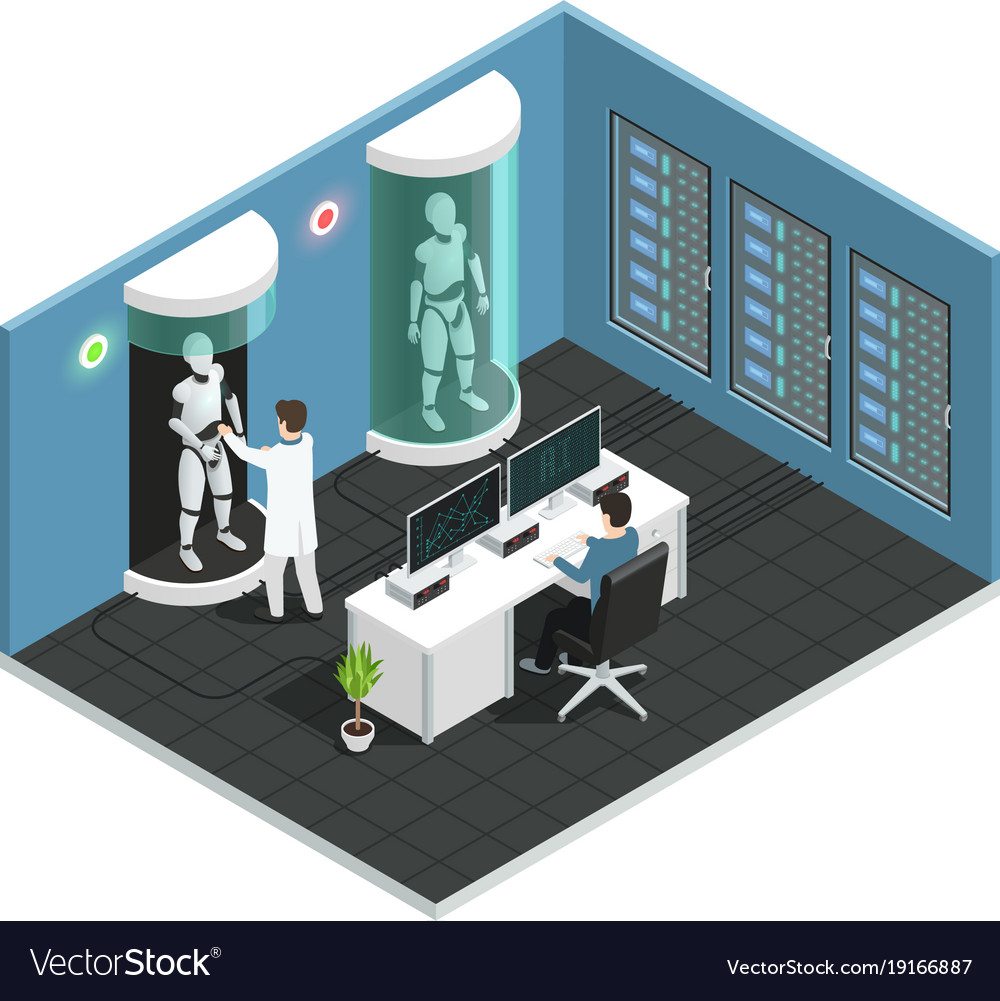 Artificial intelligence isometric composition Vector Image