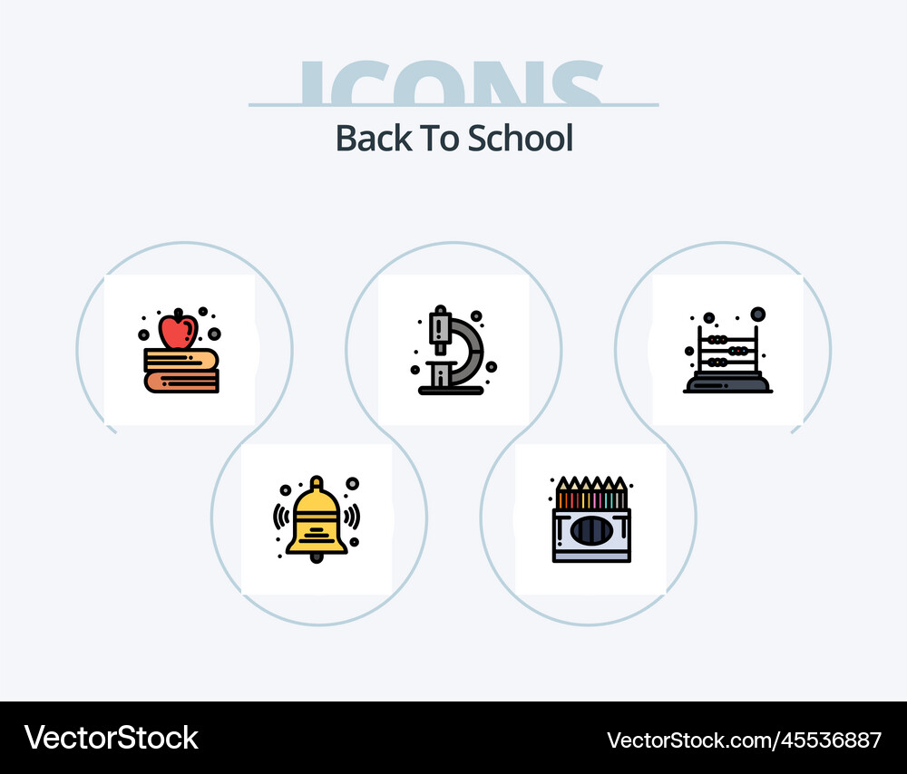 Back to school line filled icon pack 5 icon Vector Image