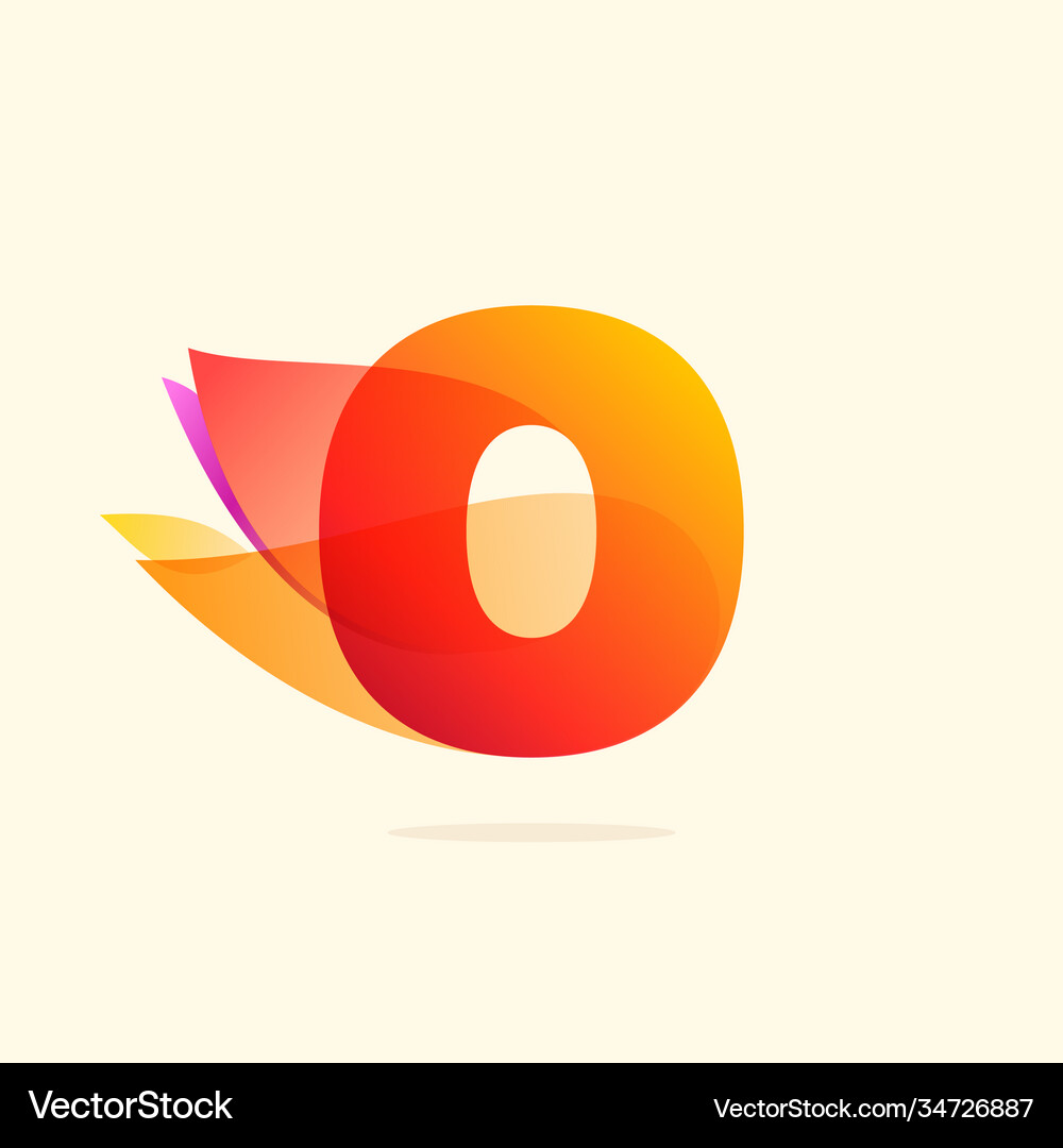 Burning fire o letter logo with red tails Vector Image