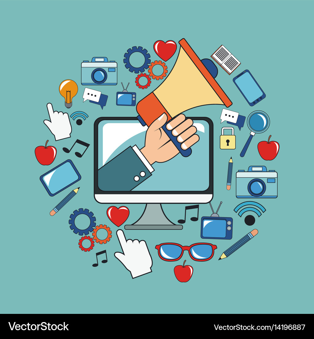 Digital marketing strategy business technology Vector Image