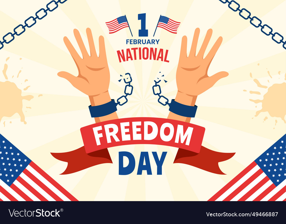 National freedom day on 1 february with usa flag Vector Image National freedom day on 1 february with usa flag Vector Image