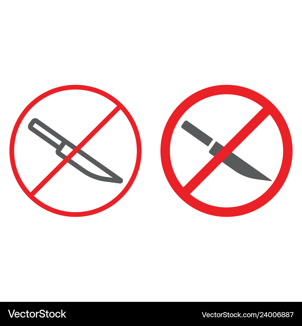 No knife line and glyph icon prohibited Royalty Free Vector