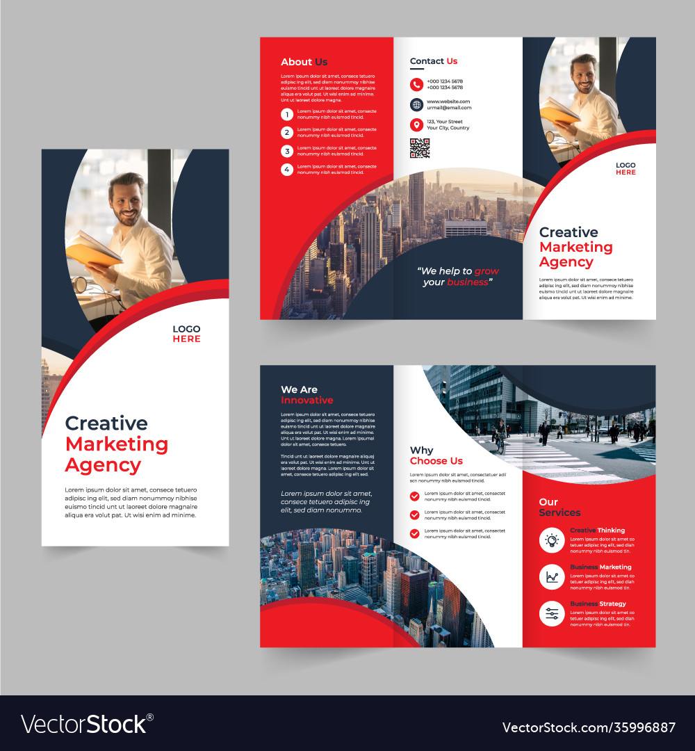 Professional Business Tri fold Brochure Design Vector Image