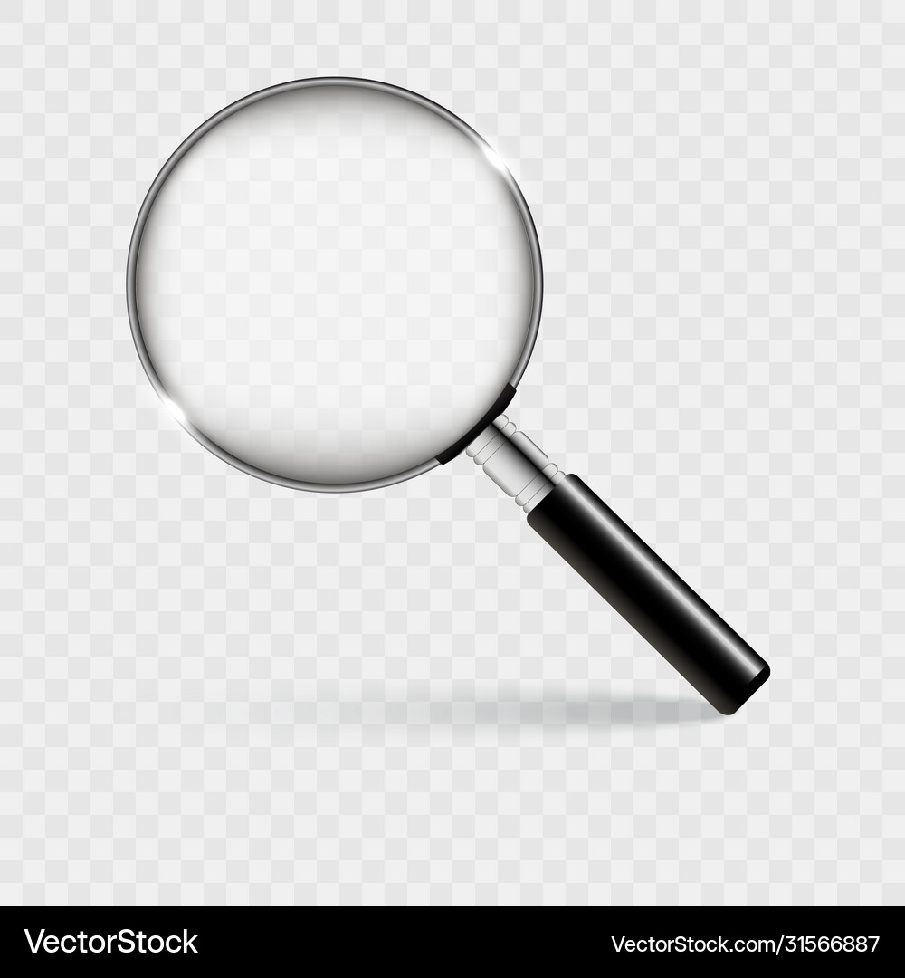 Realistic magnifying glass with shadow Royalty Free Vector