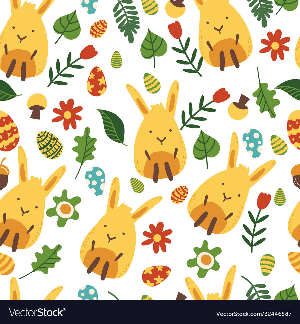 Seamless pattern for easter theme with cute Vector Image