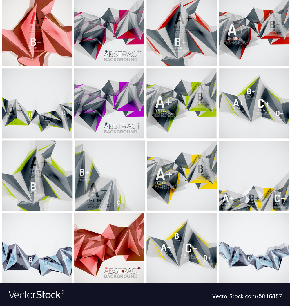 Set of triangle geometric 3d forms modern info Vector Image