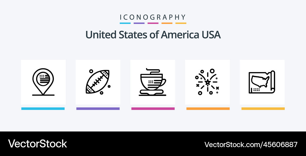 Usa line 5 icon pack including city bridge Vector Image