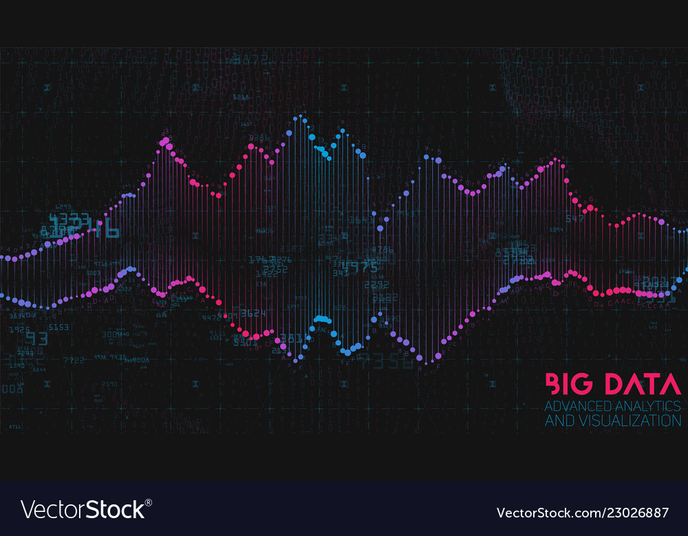 Violet abstract binary wave 3d big data Royalty Free Vector