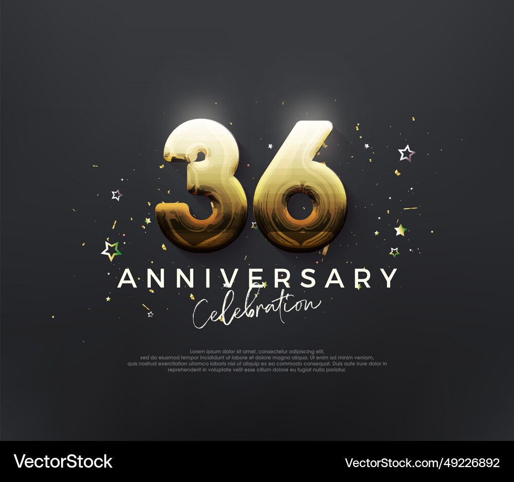 36th anniversary celebration with shiny gold Vector Image