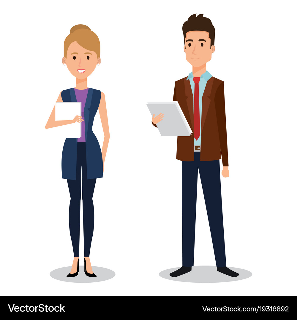 Business people couple avatars characters Vector Image