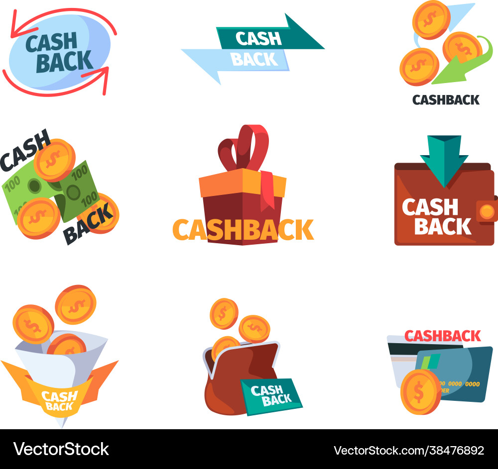Cash back logo promotional stylized logotypes Vector Image