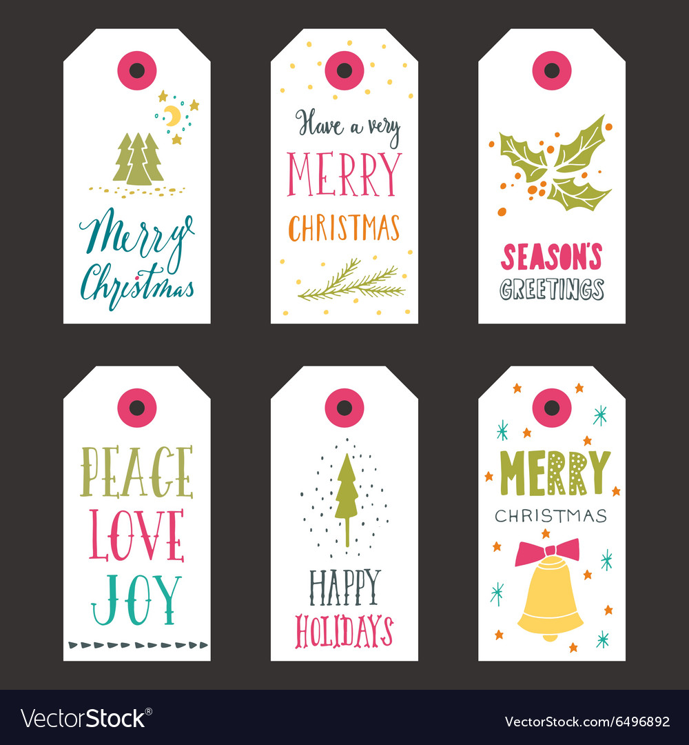 Collection of christmas gift tags with hand Vector Image